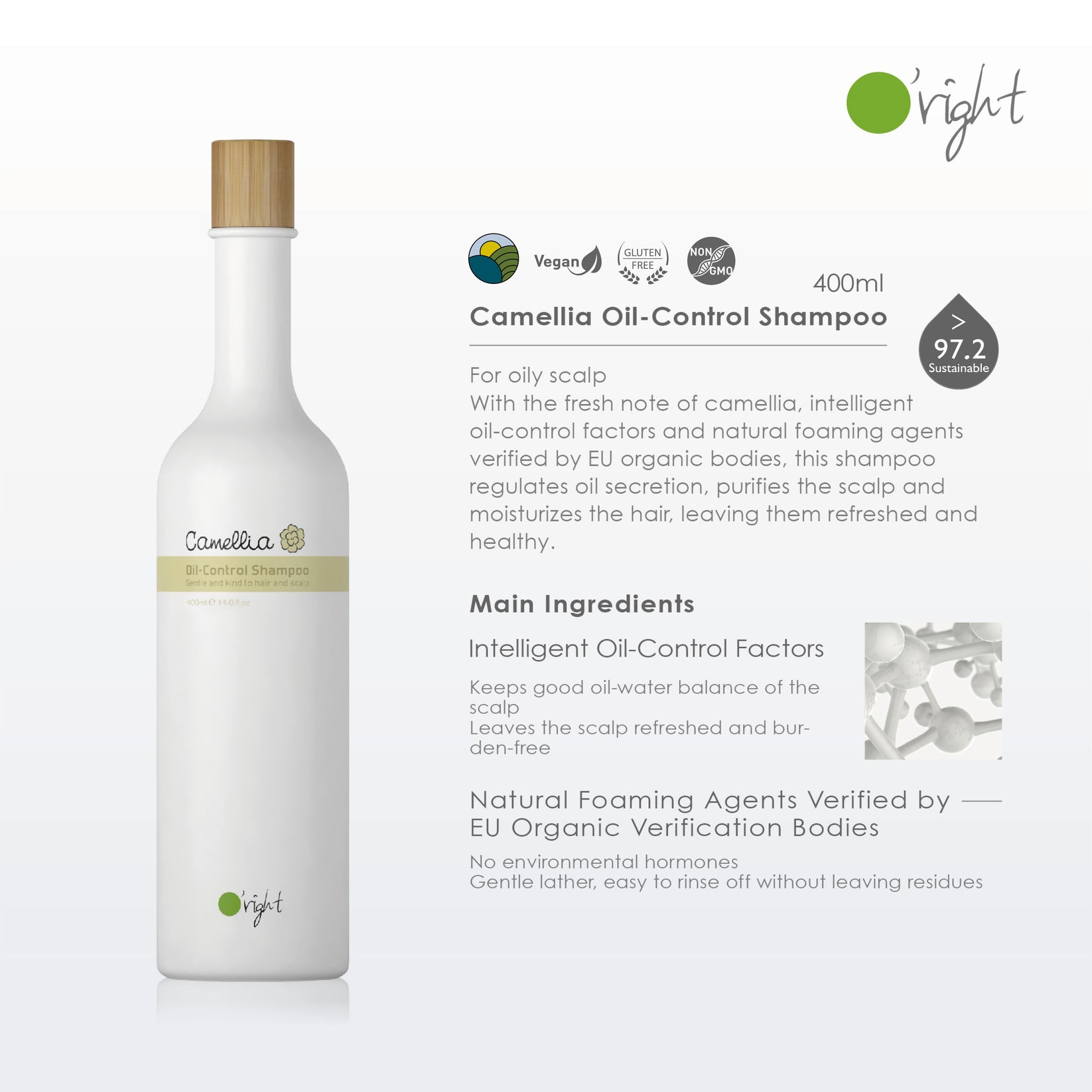 O'RIGHT CAMELLIA OIL-CONTROL SHAMPOO 400ML – O'Nature