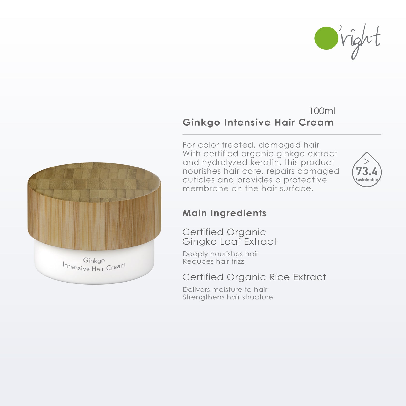 O'right Gingko Intensive Hair Cream 100ml – O'Nature