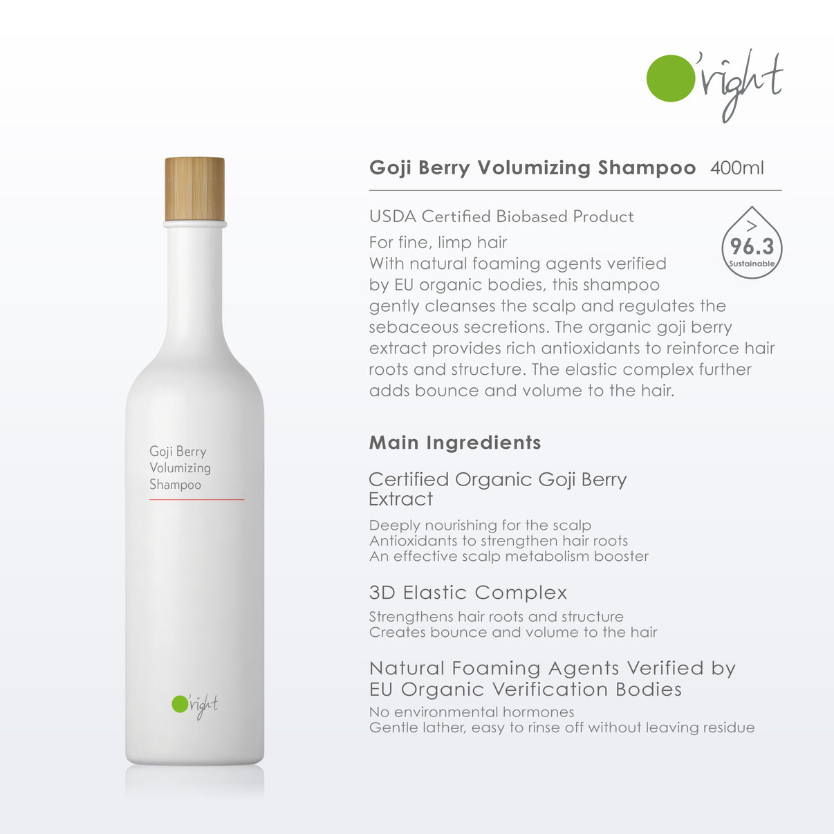 O'right Goji Berry Volumizing Shampoo 400ml – O'Nature