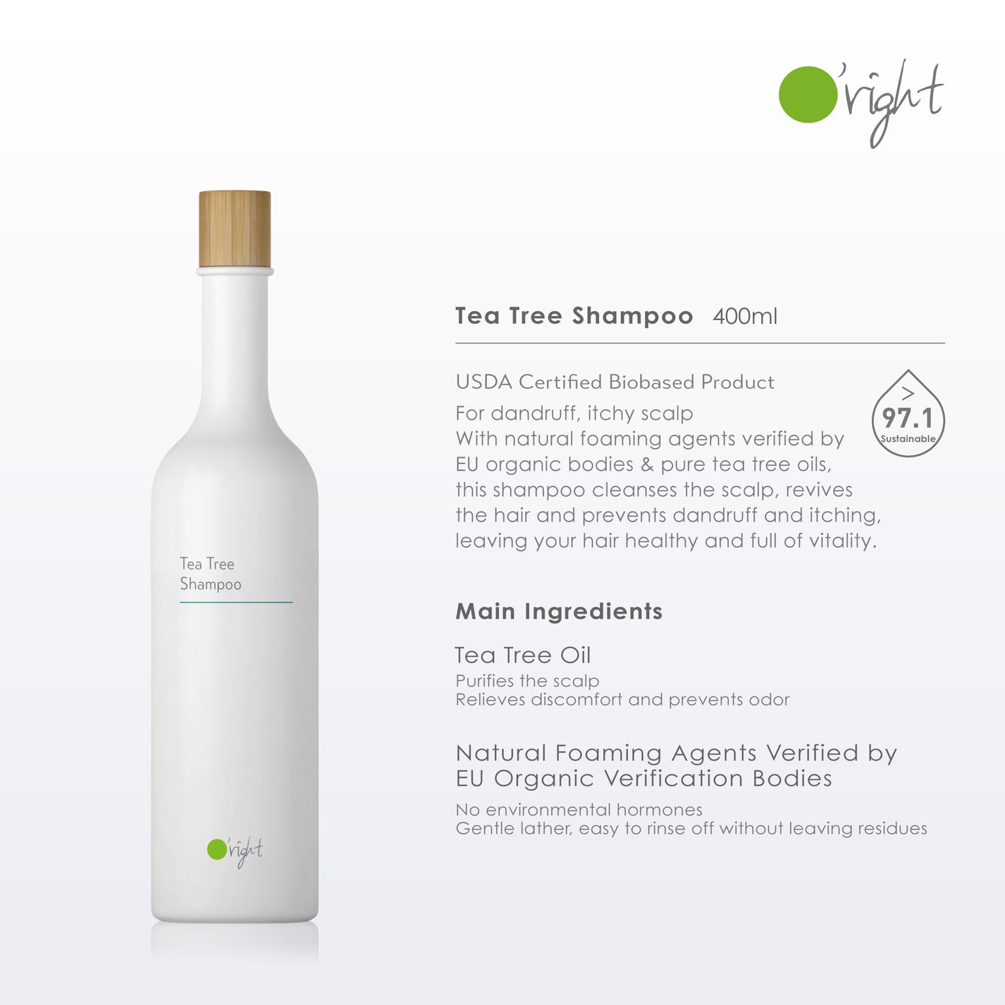 O'right Tea Tree Shampoo 400ml – O'Nature